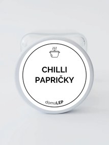 Samolepka na kořenky CHILLI PAPRIČKY bílá 5 cm tučné písmo