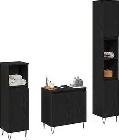 Sada koupelnového nábytku 3 ks Černý dub 30 x 30 x 190 cm 3333099