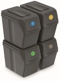 Prosperplast Sada 4 odpadkových košů SORTIBOX I 4x20 litrů Barva: Šedý kámen, kód produktu: , objem (l): 4x20