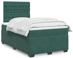 Box spring postel s matrací tmavě zelená 120x190 cm samet 3293167