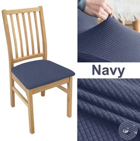 Žakárové vzorované potahy na sedátko jídelní židle (čtverečky) Barva: T1-navy (námořní modrá)