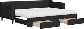 Válenda s přistýlkou a zásuvkami černá 80 x 200 cm textil 3197477
