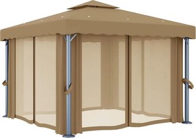 Altán se závěsy 3 x 3 m taupe hliník 3068557