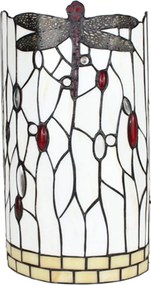 Bílá nástěnná lampa Tiffany s vážkou DragonFly - 20*10*36 cm E14/max 2*25W
