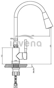 Invena Hula, vysoká dřezová baterie 2-funkční, černá-chromová, INV-BZ-85-L04-L