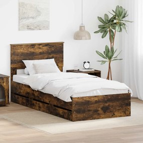 Rám postele s čelo Kouřový dub 75 x 190 cm Inženýrské dřevo 3408037