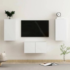 3dílný set TV skříněk bílý kompozitní dřevo 3078657