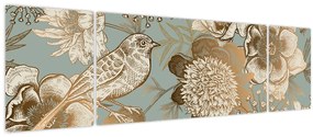 Obraz - Zahrada s ptáčkem (170x50 cm)
