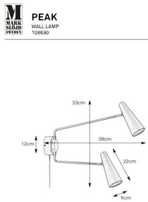 Markslöjd 108690 - Nástěnná lampa PEAK 2xE14/40W/230V černá