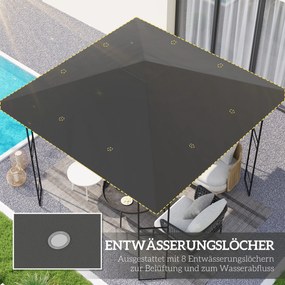 Outsunny Náhradní střecha pro pavilon 3 x 3 m Vodoodpudivá střecha pavilonu UPF30+ Náhradní potah Oxfordská tkanina, 370 g/m², šedá barva