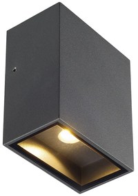 SLV 232435 Quad 1 XL, antracitové nástěnné venkovní svítidlo se svícením dolu, 4,5W LED, 3000K, výška 11cm, IP44