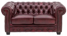 Dvoumístná pohovka z pravé kůže Chesterfield III