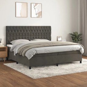 Box spring postel s matrací tmavě šedá 200x200 cm samet