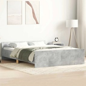 Rám postele s hlavovým a nožním čelem betonově šedý 120x200 cm 3203743