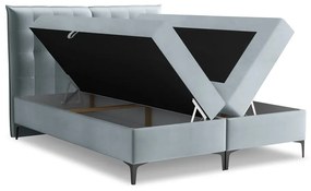 Světle modrá boxspring postel s úložným prostorem 140x200 cm Mikana – Makamii