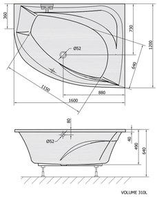 Polysan TANYA 160x120 R FRAME vana s konstrukcí, 66219