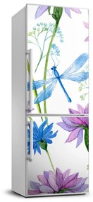 Wallmuralia Fototapeta na ledničku Květiny a vážky 60x180 cm
