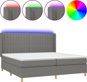 Box spring postel s matrací a LED tmavě šedá 200x200 cm textil 3139062