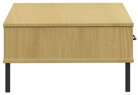Konferenční stolek Oslo s kovovými nohami - masivní borové dřevo | hnědý