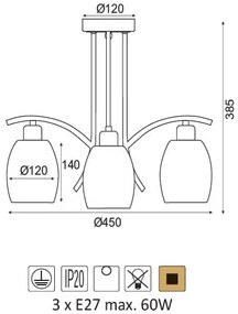 ACA DECOR Stropní svítidlo AMSTEL max. 3x60W/E27/230V/IP20