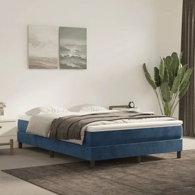Box spring postel s matrací tmavě modrá 140x200 cm samet