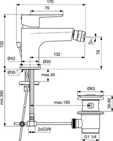 Ideal Standard Cerafine O - Bidetová baterie s výpustí |chrom