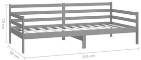vidaXL Marketos Denní postel s matrací 90 x 200 cm šedá masivní borové dřevo