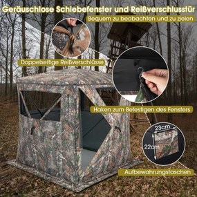 Costway Jednostranný průhledný 270° lovecký stan vyskakovací přístřešek pro 2