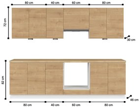 Kuchyň SOLE 260 s vybavením, dub arlington