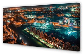 Obrazy na plátně Gdańsk River noční panorama 100x50 cm