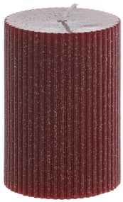 Červená široká svíčka s drážkami a třpytkami Macon - Ø 7*10cm / 40h