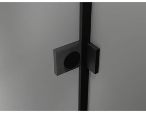 Mexen Lunar, L pětiúhelníkový sprchový kout naklápěcí doleva 100 x 80 cm, 8mm čiré sklo, černý profil, 831L-100L-080P-70-00-L