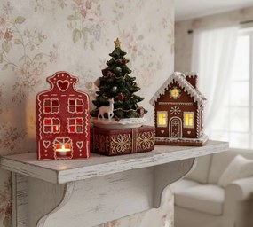Červená perníková chaloupka na svíčku Gingerbread Cott - 8*7*13 cm