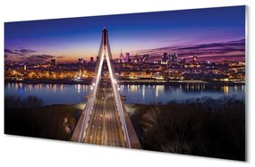 Obraz na skle Warsaw panorama říční most 120x60 cm
