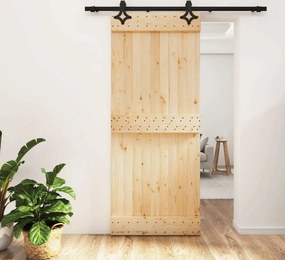 vidaXL Posuvné dveře s kováním 85 x 210 cm masivní borové dřevo [3203126]