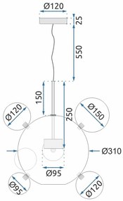 Toolight - LED stropní lampa 5W APP650-CP, zlatá, OSW-08198
