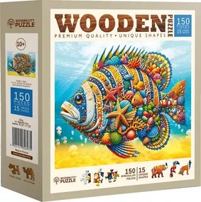WOODEN CITY Dřevěné puzzle Módní ryba / 150 dílků