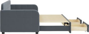 Válenda s přistýlkou a zásuvkami tmavě šedá 80 x 200 cm samet 3196971