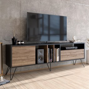 Hanah Home TV stolek Mistico (180) - Walnut, Black, Ořech, Černá