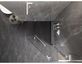 Mexen Lunar, L pravý výklopný pětiúhelníkový sprchový kout 80 x 100 cm, 8mm čiré sklo, bílý profil, 831L-080P-100L-20-00-P