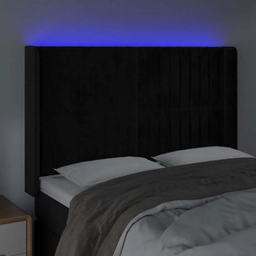 Čelo postele s LED černé 147 x 16 x 118/128 cm samet 3124336