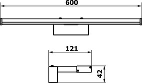 Sapho, CHICAGO XL LED svítidlo, 600x120x40 mm, 12W, 230 V, plast, černá matná