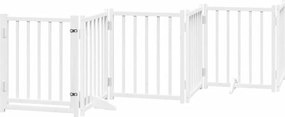 Zábrana pro psy s dvířky skládací 15 panelů bílá 750 cm topol 3155705
