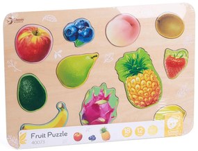 Teddies Puzzle/Vkládačka deskové ovoce dřevo ve fólii 30x21cm 18m+