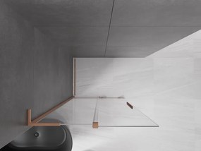 Mexen Velar L, posuvná sprchová zástěna Walk-in 120 x 200 cm, 8mm čiré sklo, měděná matná, 871-120-003-03-65