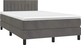 Box spring postel s matrací a LED tmavě šedá 120x200 cm samet 3134514