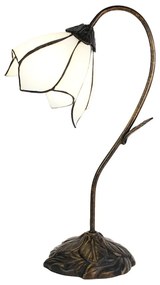 Bílá stolní Tiffany lampa ve tvaru květu Folwia - 30*17*48 cm E14/max 1*25W