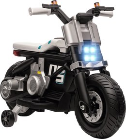 Dětská elektrická motorka HOMCOM 6V s baterií, světly, melodií a houkačkou, rychlost 3 km/h, s možností jízdy vpřed i vzad a stabilizačními kolečky pr