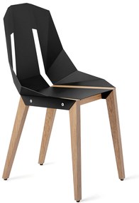 Černá hliníková židle Tabanda DIAGO s dubovou podnoží