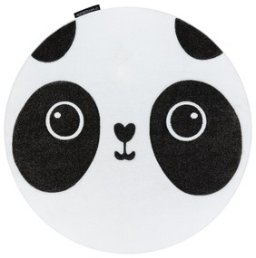 Dywany Łuszczów, Dětský kusový koberec Petit Panda white kruh, 140x140 (průměr) kruh, černobílá, dětský pokoj